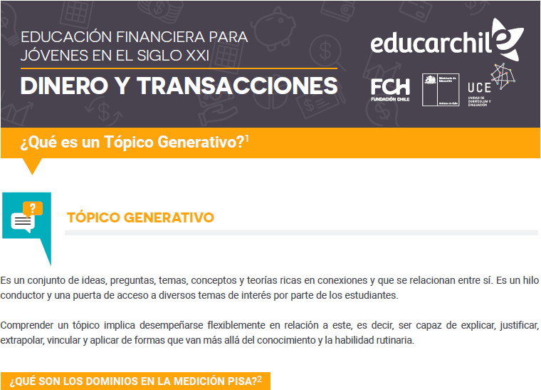 Ficha General Tópico Generativo: Dinero y Transacciones | educarchile